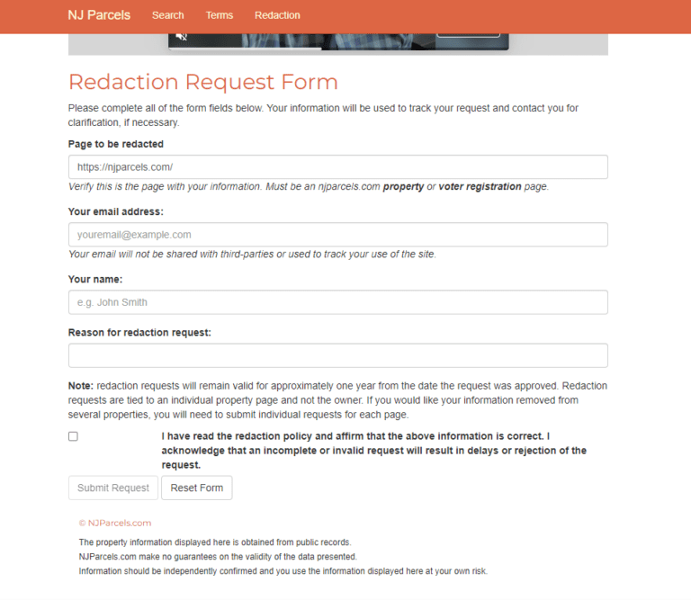 NJParcels Opt Out: How to Remove Your Personal Info